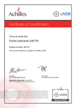 Certificates and approvals | FUCHS LUBRICANTS (UK) PLC